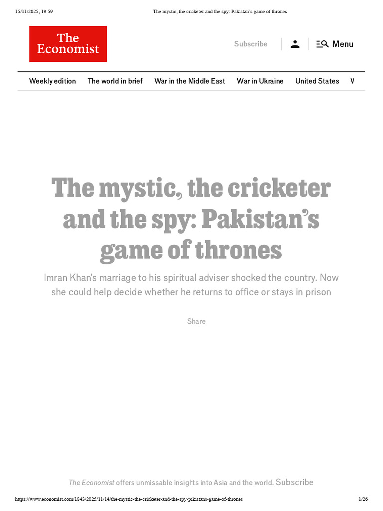The Mystic, The Cricketer and the Spy_ Pakistan’s Game of Thrones | PDF | Sufism | Inter ...