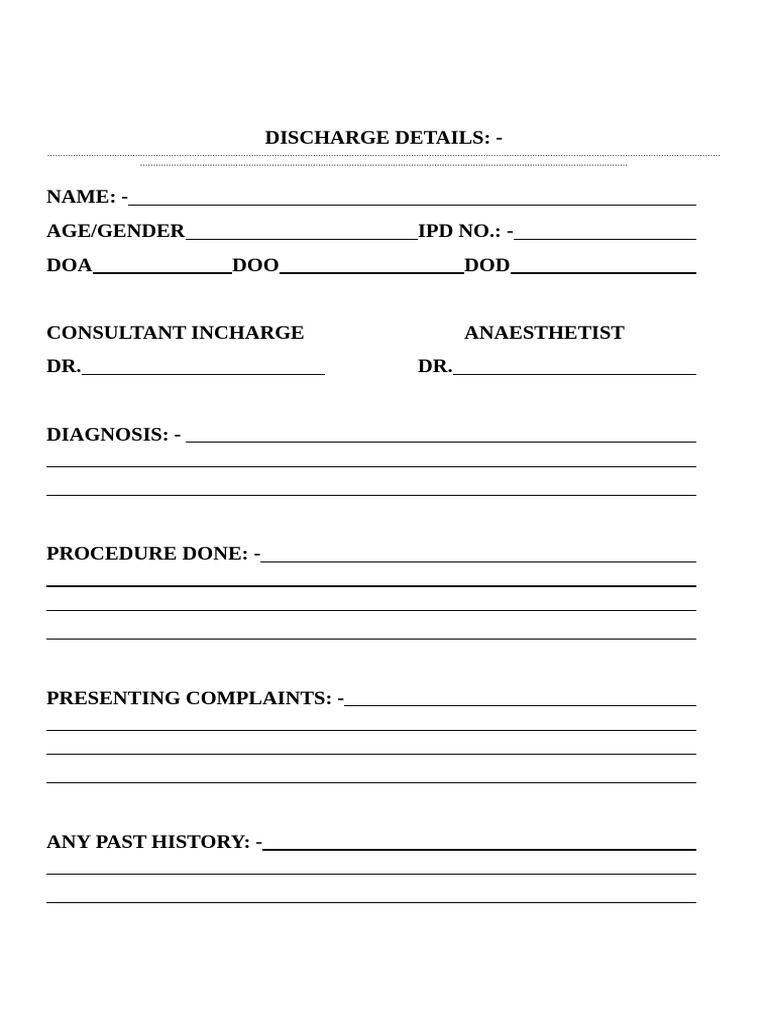Discharge Card | PDF