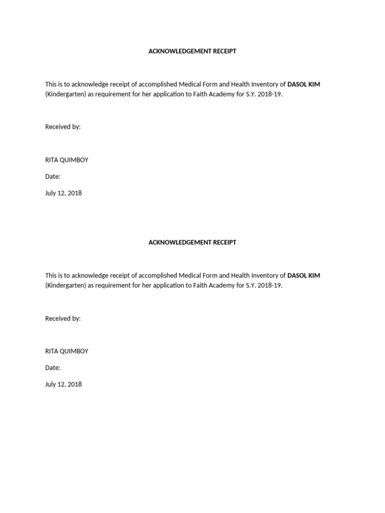 Acknowledgement Receipt | PDF