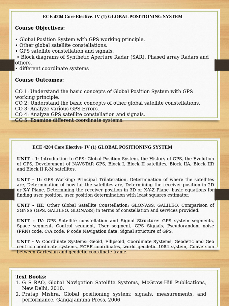 Ece 4204 Core Elective-Iv (1) Global Positioning System: Course ...