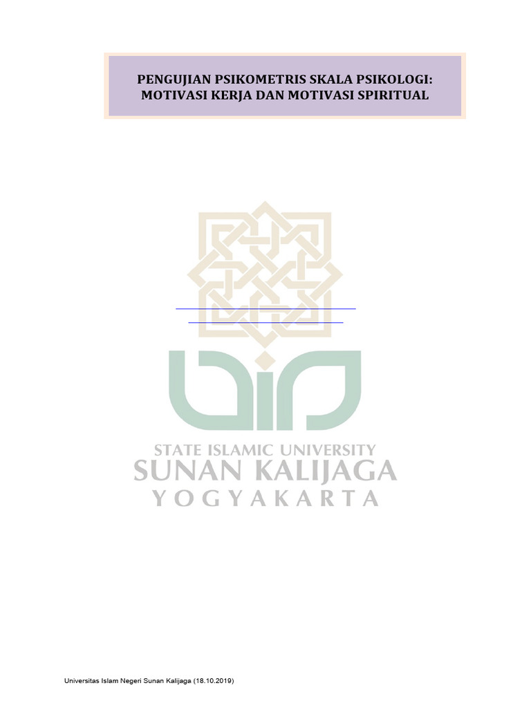 Hki_miftah_2_pengujian Psikometris Skala Psikologi_motivasi Kerja_motivasi Spiritual (1) | PDF