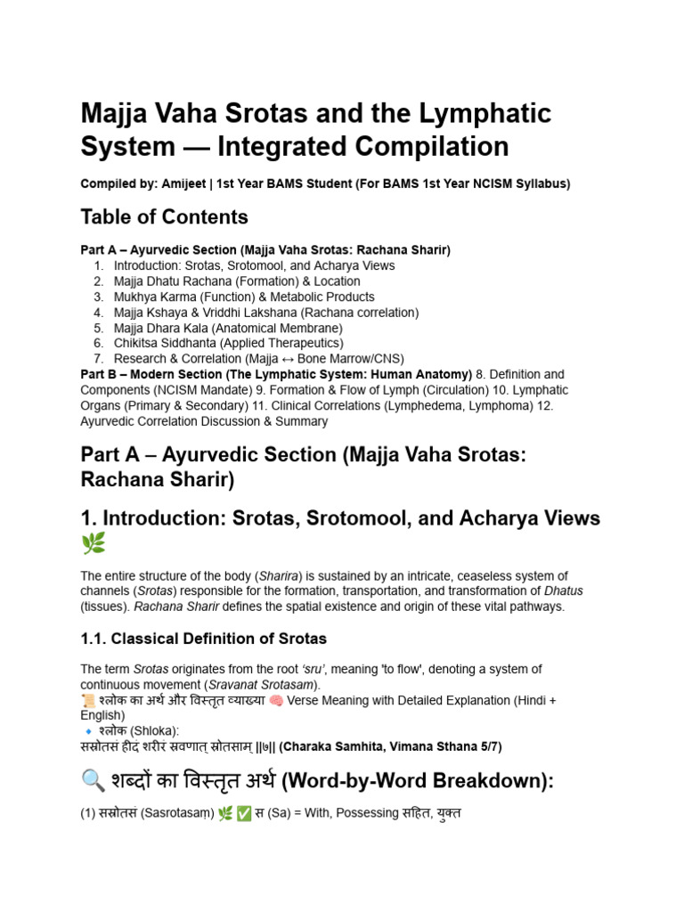 Majja Vaha Srotas and The Lymphatic System - Integ... | PDF | Lymphatic System | Lymph Node