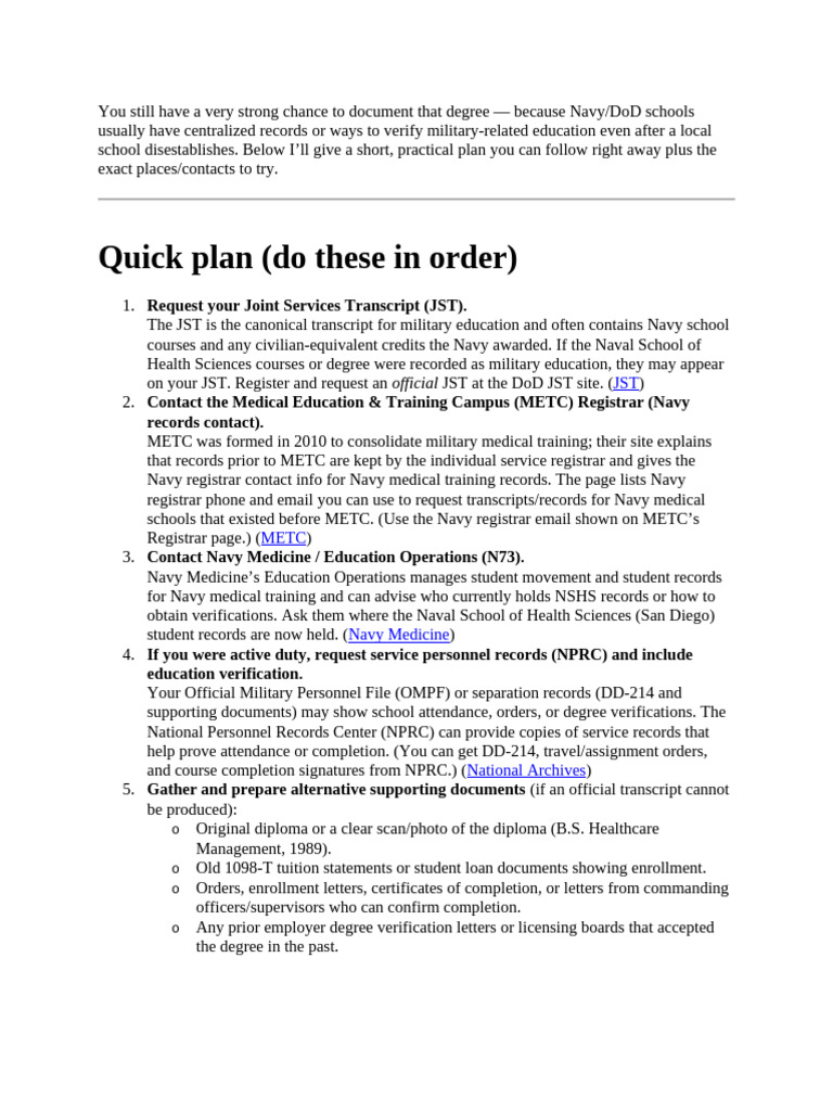 Verify Navy School Degree Records | PDF