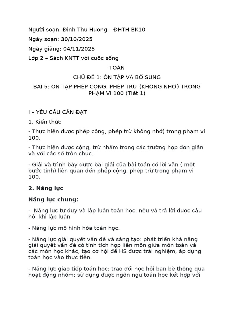 Giao an Toan Lop 2 Kntt | PDF