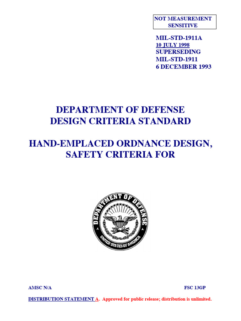 Hand-Emplaced Ordnance Design Standard | PDF | Safety | Artillery
