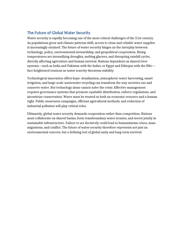 The Future of Global Water Security | PDF