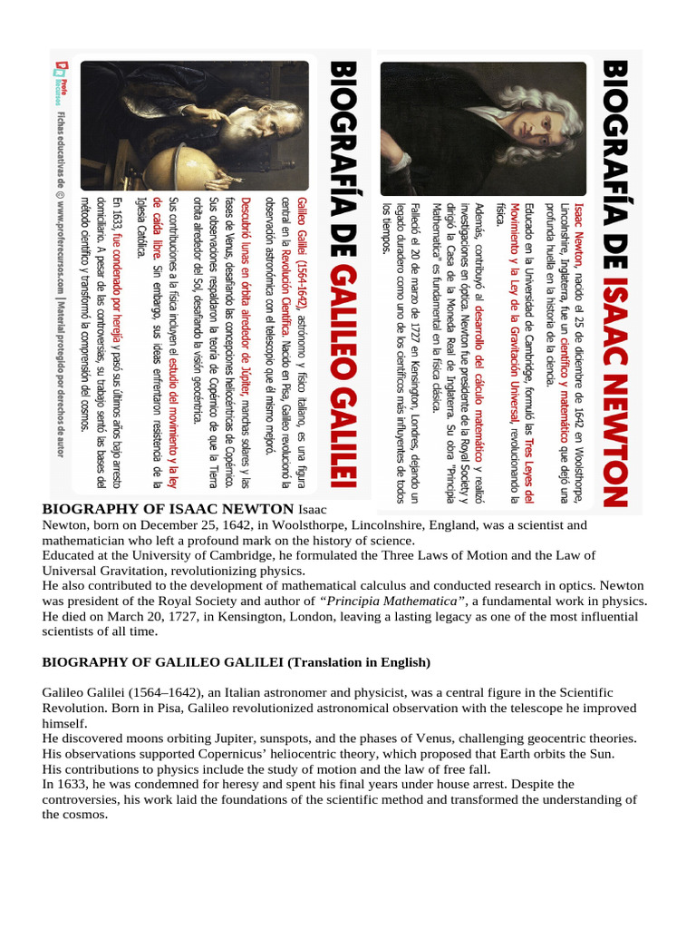 BIOGRAPHY OF ISAAC NEWTON Isaac Newton | PDF | Isaac Newton | Galileo ...