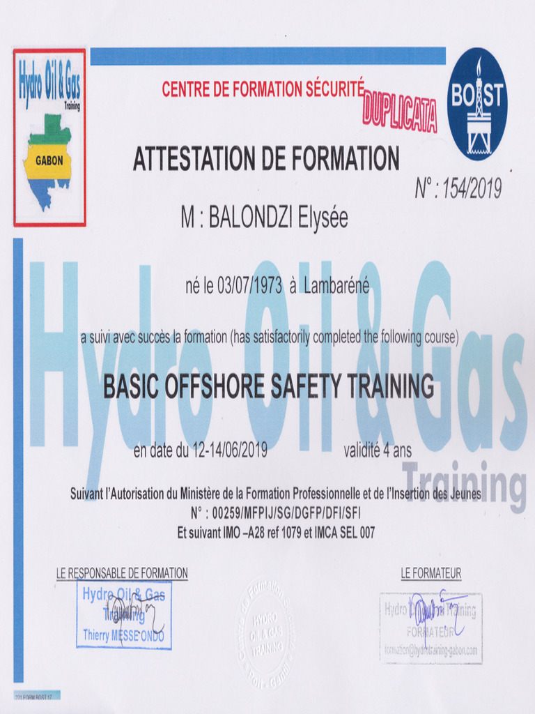 Bost Basic Offshore Safety Training | PDF