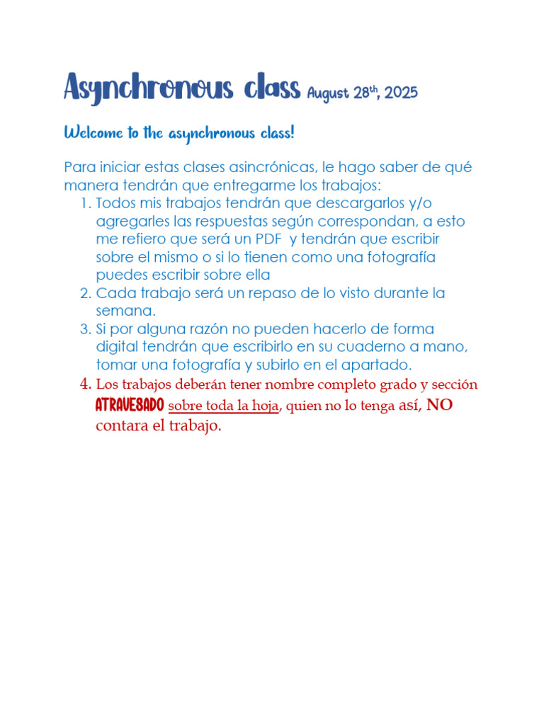 Asynchronous Class August 29th 2O25 | PDF