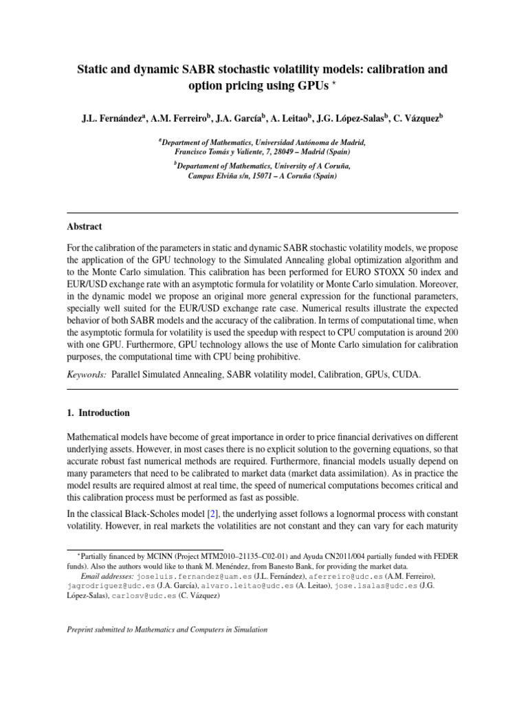 SABR Models: GPU Calibration & Pricing | PDF | Graphics Processing Unit ...