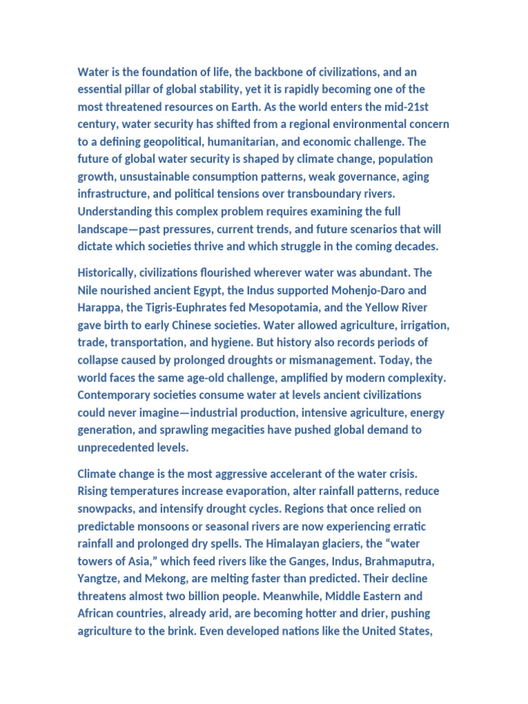 Global Water Security Challenges Ahead | PDF | Water | Water Security
