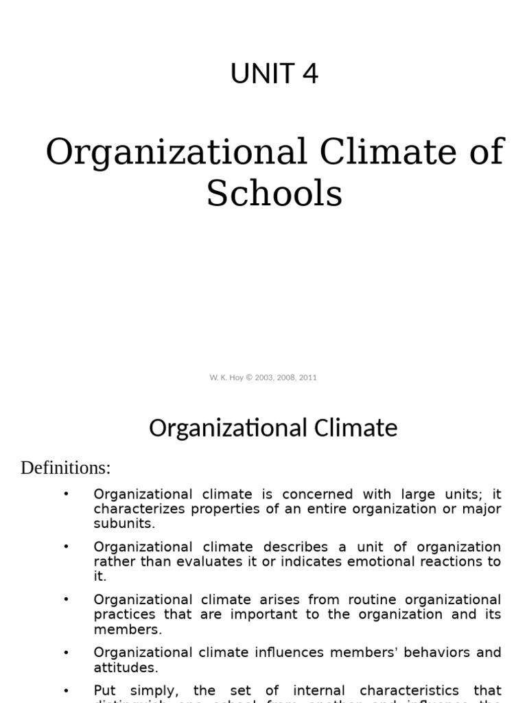 School Organizational Climate Overview | PDF | Psychological Concepts ...