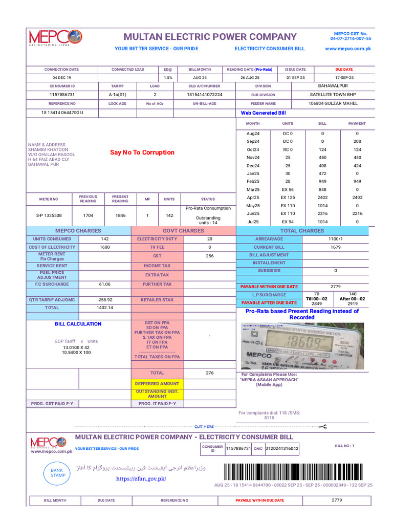 Mepco Online Bill | PDF | Taxes | Economies