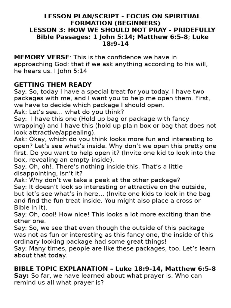 Lesson 3 - Jesus Teaches Us Not To Pray | PDF | Jesus | Religious ...