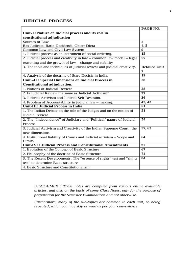 Judicial Process Unit 1 | PDF | Precedent | Common Law