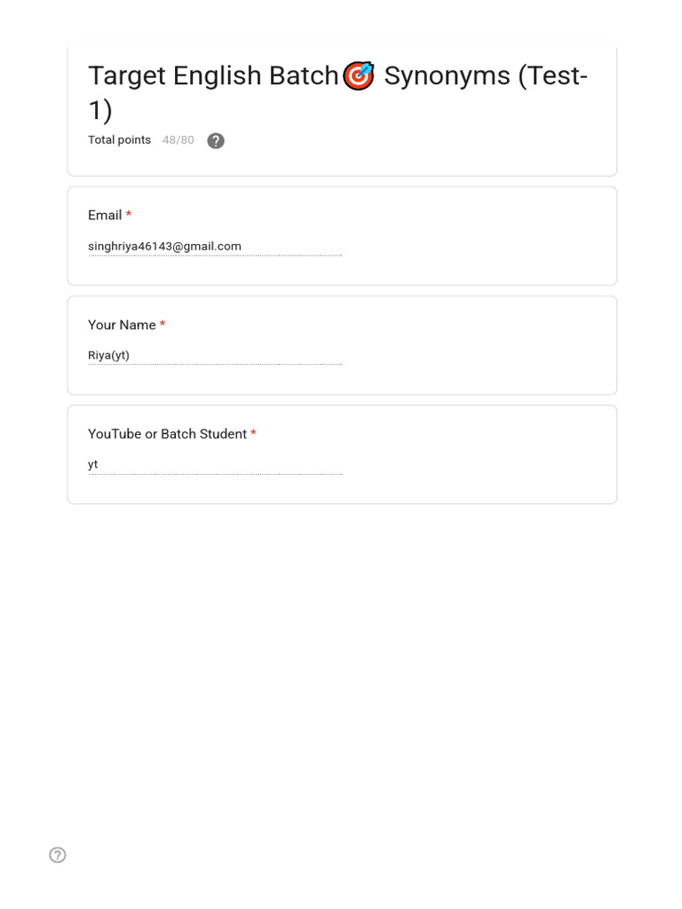 Target English Batch? Synonyms (Test-1) Ans | PDF