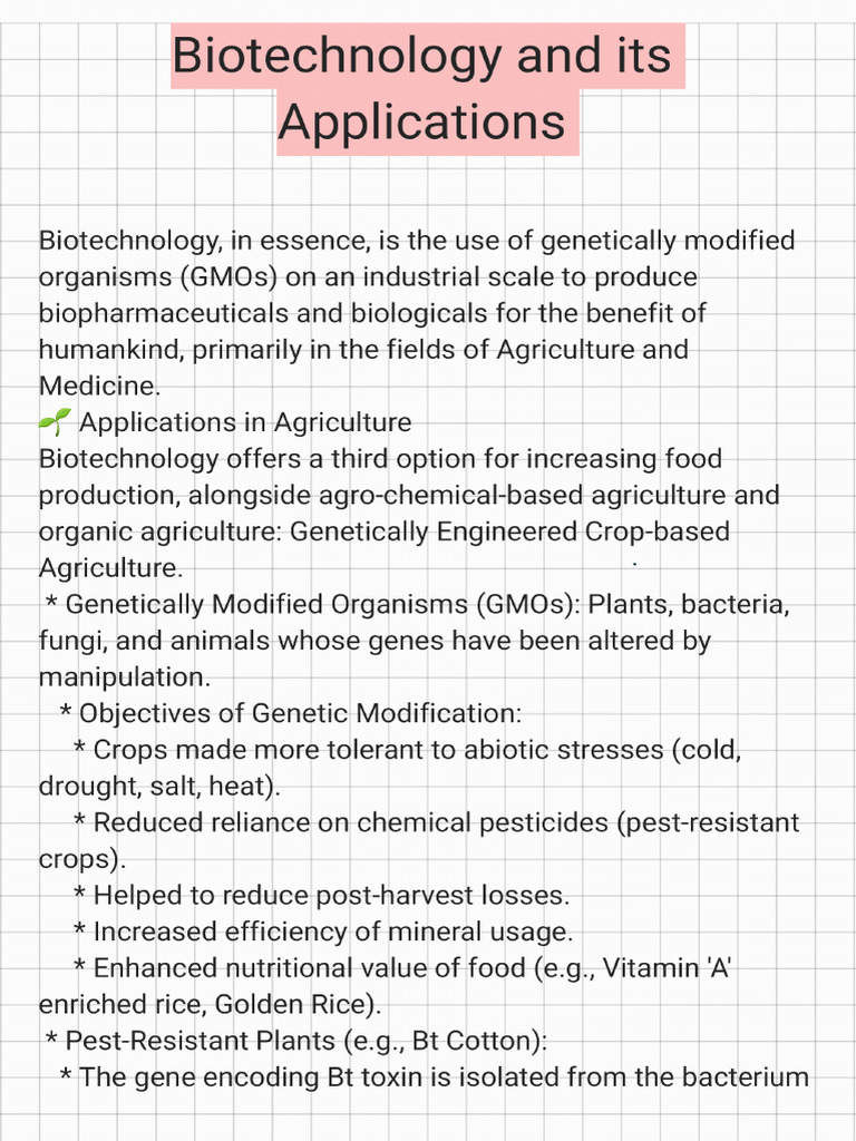 Biotechnology and Its Applications Short | PDF