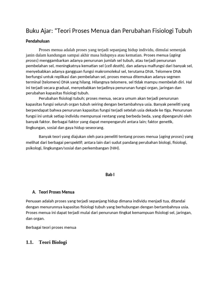 Teori Menua dan Fisiologi Tubuh | PDF