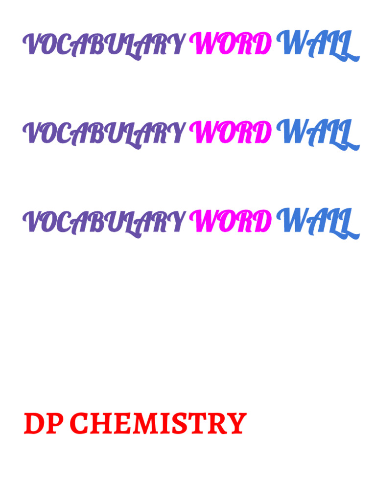 Chemistry Vocabulary Word Wall | PDF