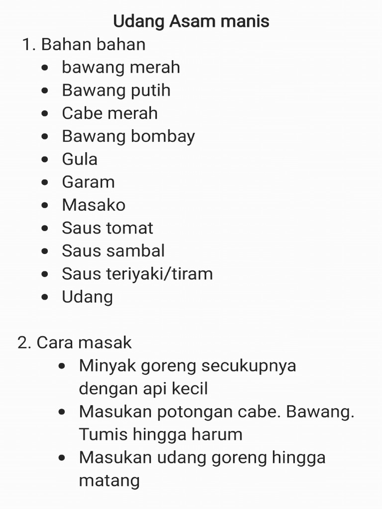 Menu Masak | PDF
