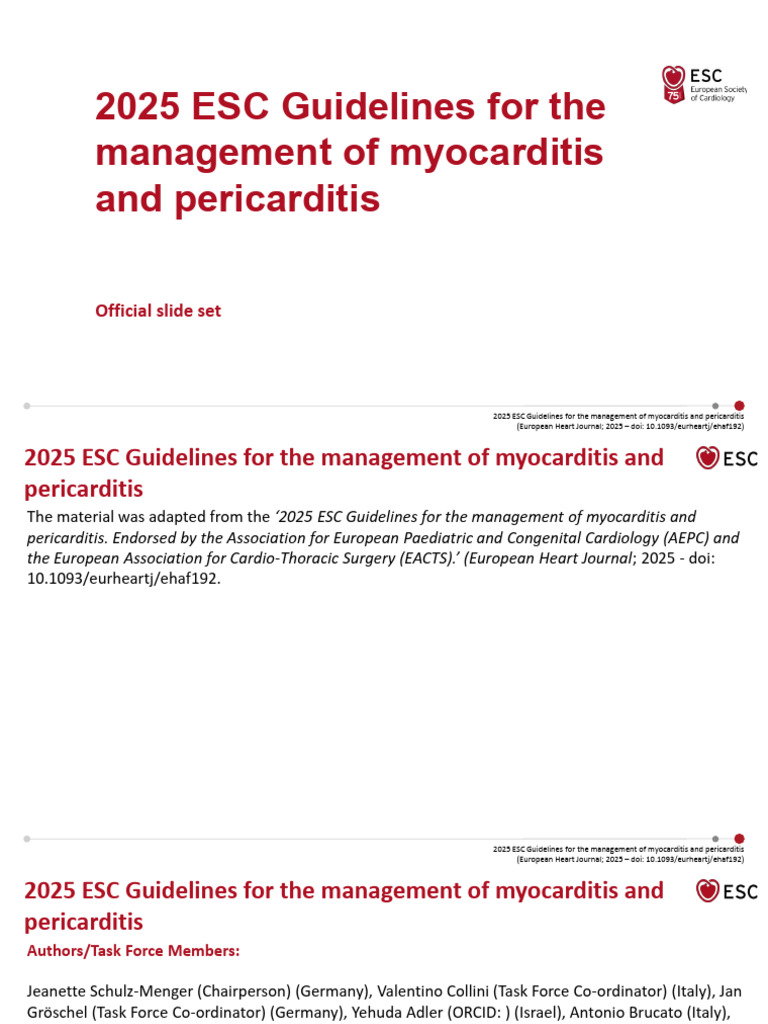 2025 ESC Myocarditis & Pericarditis Guidelines | PDF | Heart | Internal ...