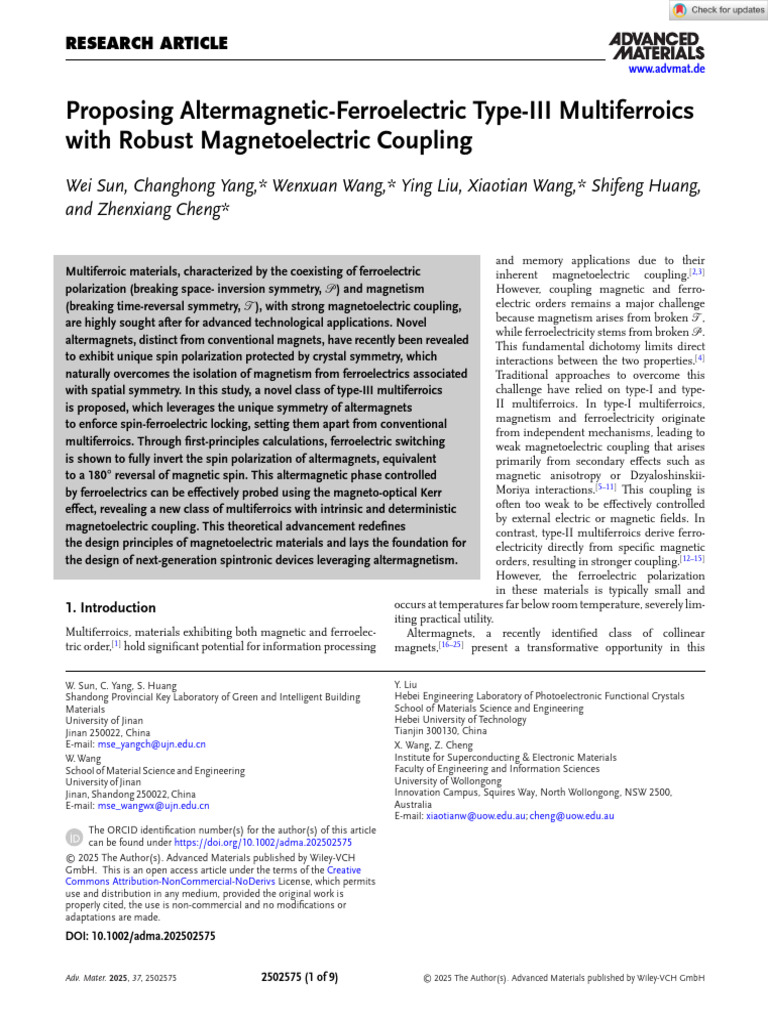 2025-Proposing Altermagnetic Ferroelectric Type III Multiferroics With ...