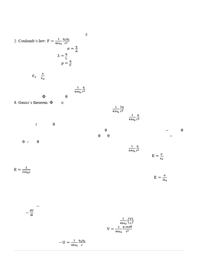 Class 12 Physics Formulas | PDF | Magnetic Field | Angular Resolution