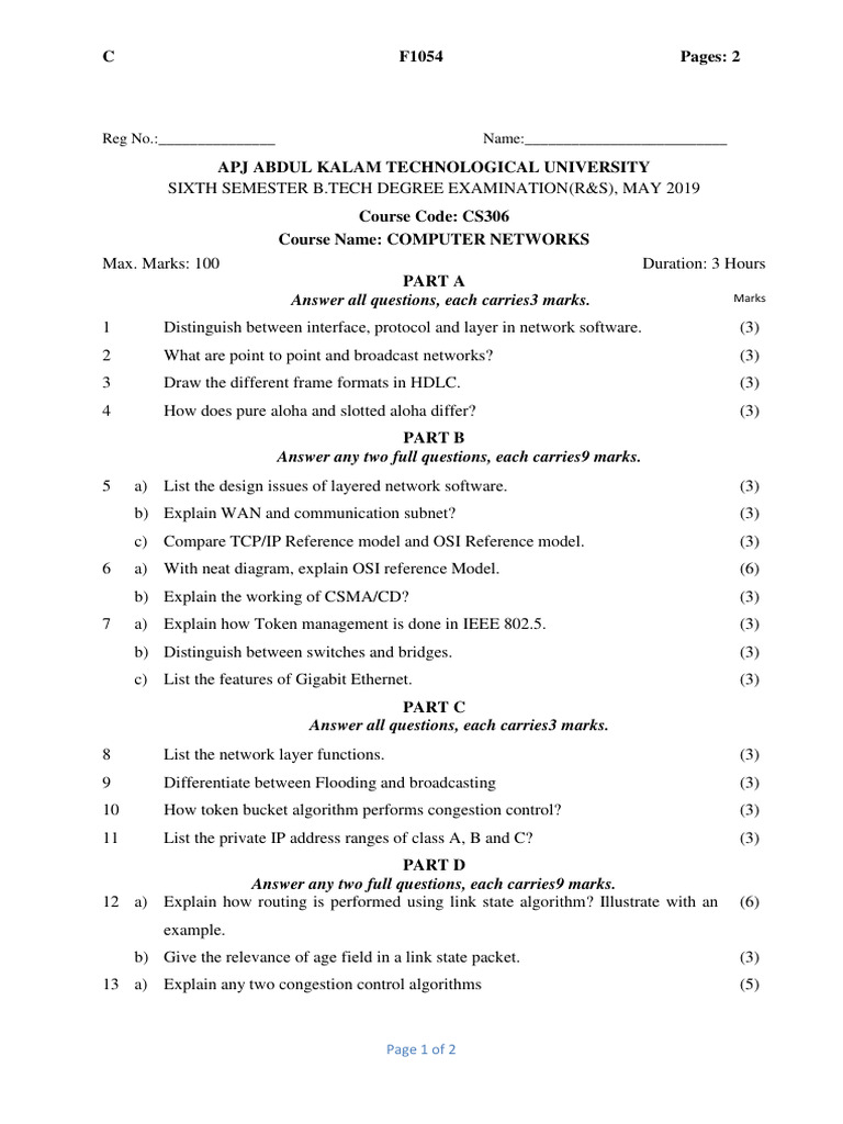 QP (1) | PDF | Computer Network | I Pv6