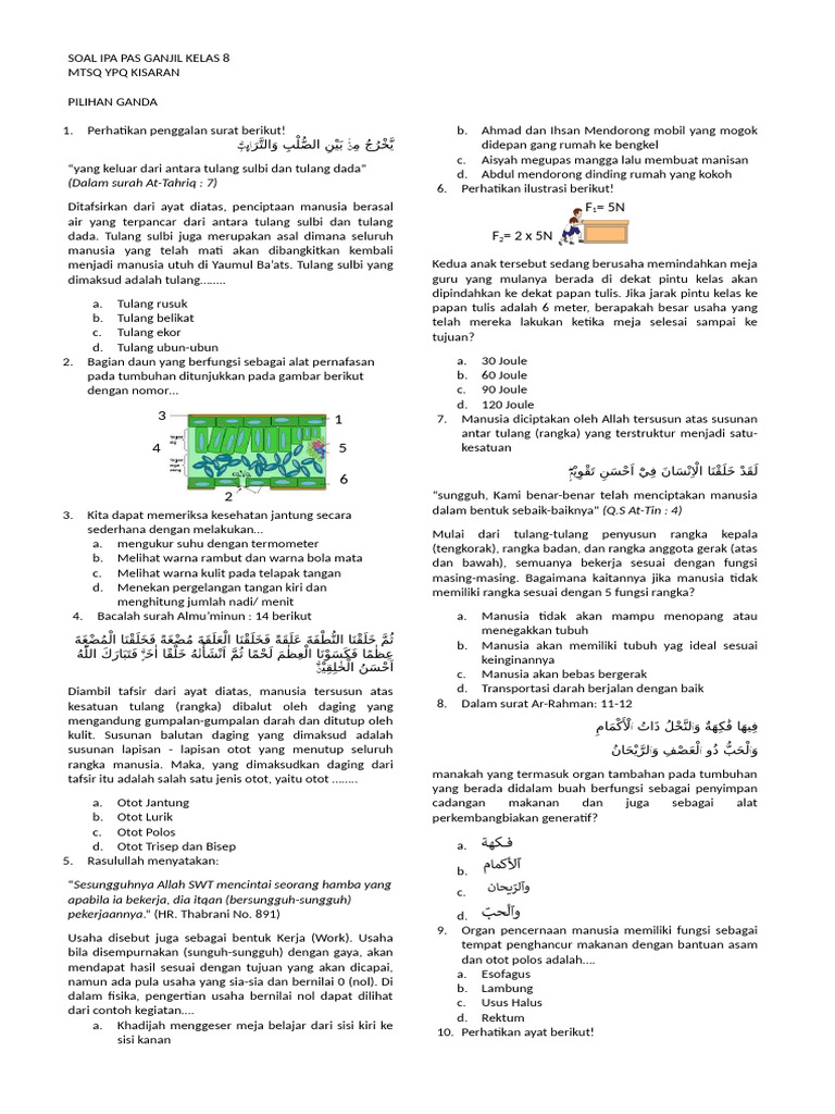 Soal Ipa Kelas 8 Ypq Pas | PDF