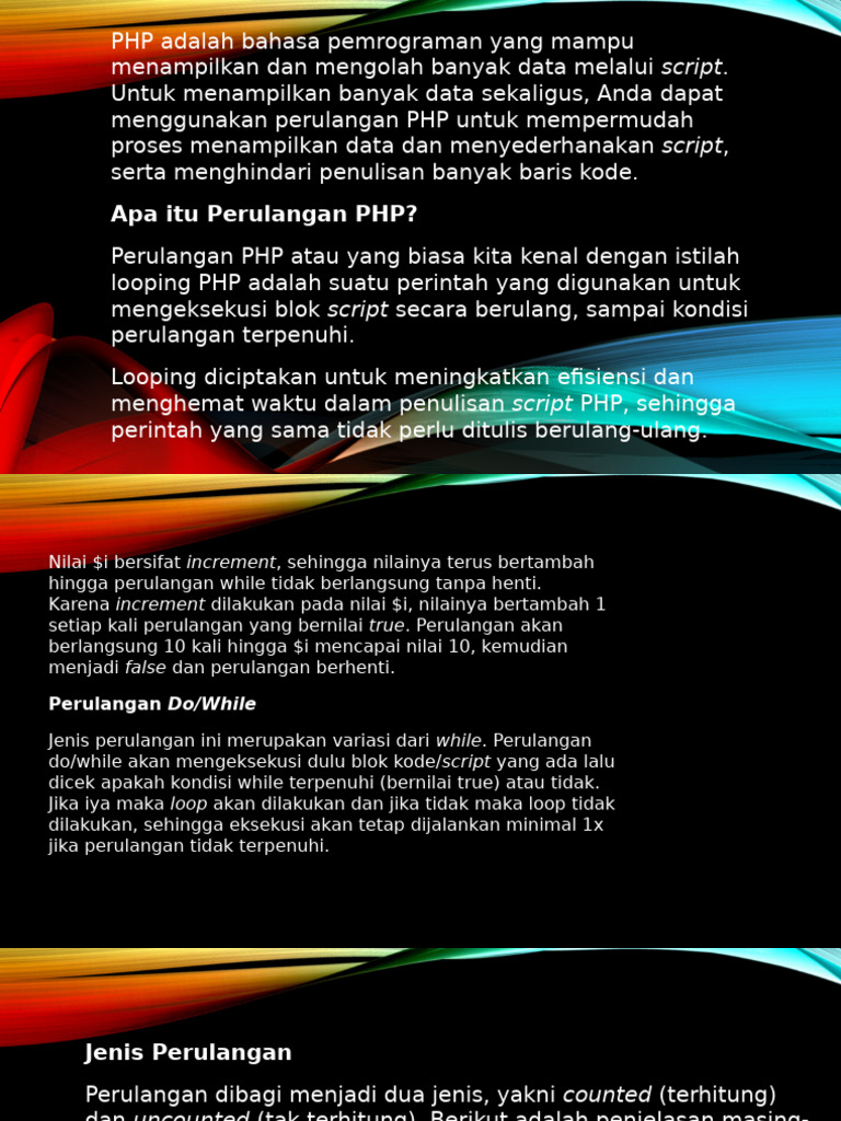 Materi Perulangan Di Dalam PHP | PDF
