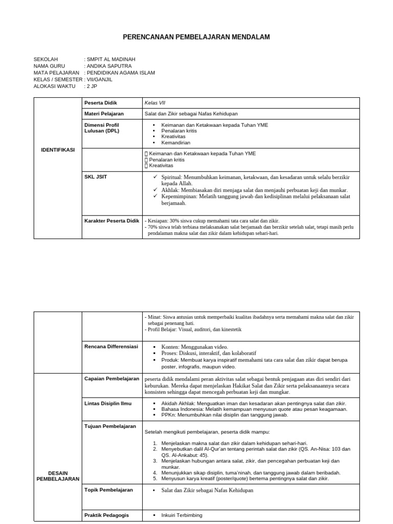 Rpm Pai Vii Bab 3 Pertemuan 5 | PDF