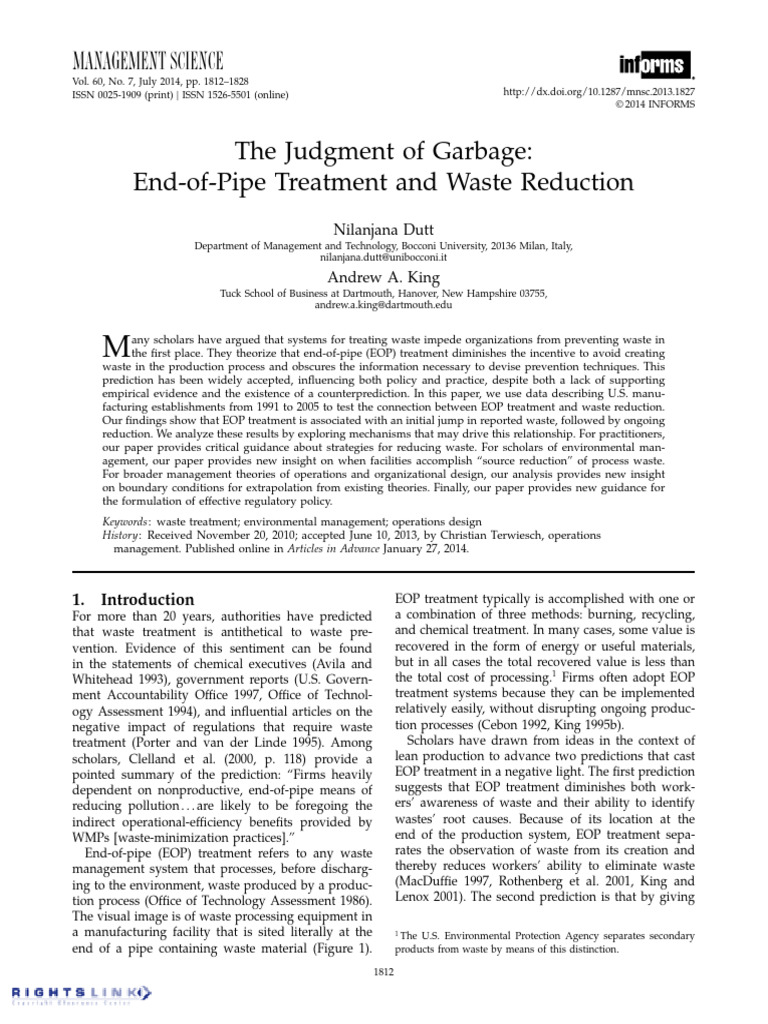 End-of-Pipe Treatment and Waste Reduction | PDF | Waste