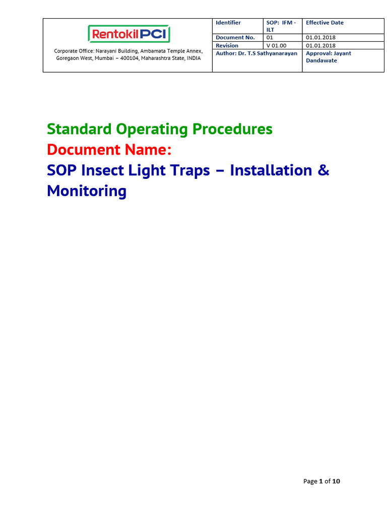 9.2 SOP IFM ILT Installation - Monitoring V 1 | PDF | Ultraviolet ...