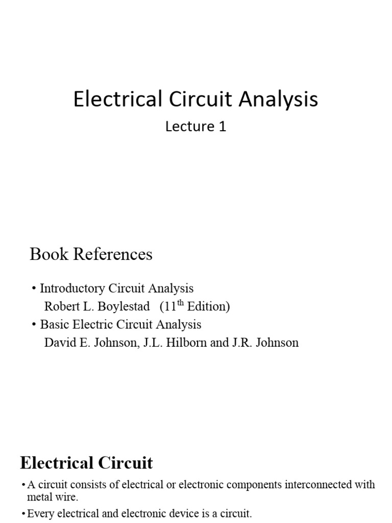 Lecture 1 Chapter 1 | PDF | Electrical Network | Electronic Component