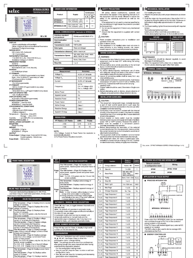 Selec Mfm383a | PDF | Parameter (Computer Programming) | Electronics