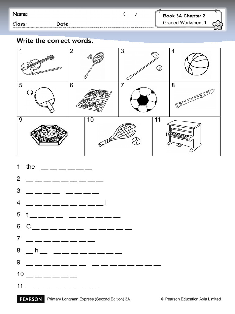 Write The Correct Words.: Graded Worksheet | PDF
