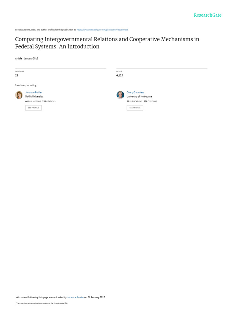 2015 Comparing Intergovernmental Relations | PDF | Federalism ...