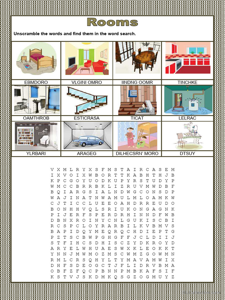 Wordsearch - Rooms | PDF | Home | Room