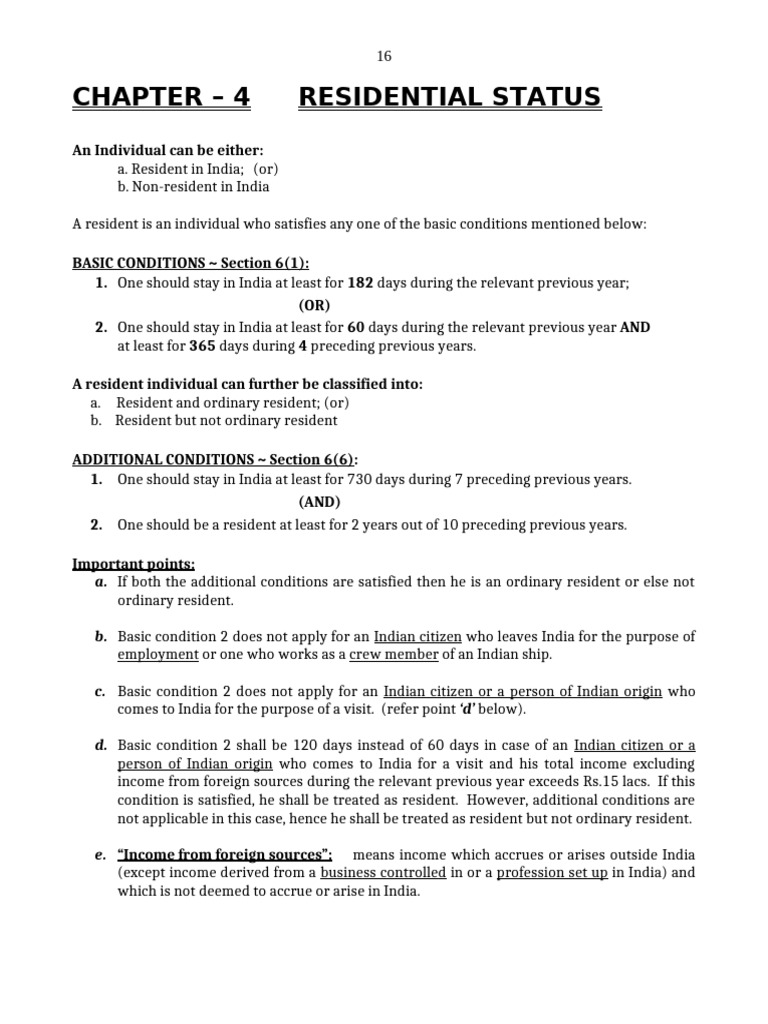 Residential Status Final-1 | PDF | Income Tax