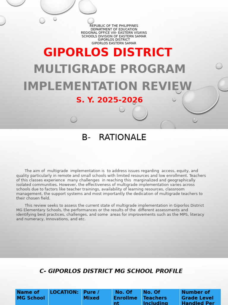 Giporlos District Multigrade Program Review | PDF | Cognition | Applied ...