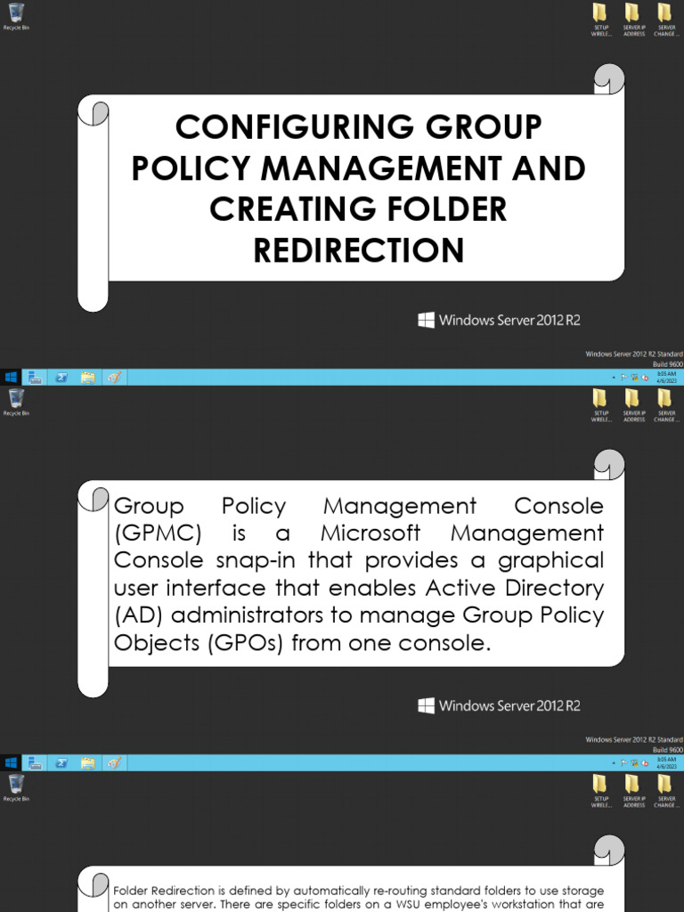Group Policy Management & Folder Redirection | PDF | Group Policy ...