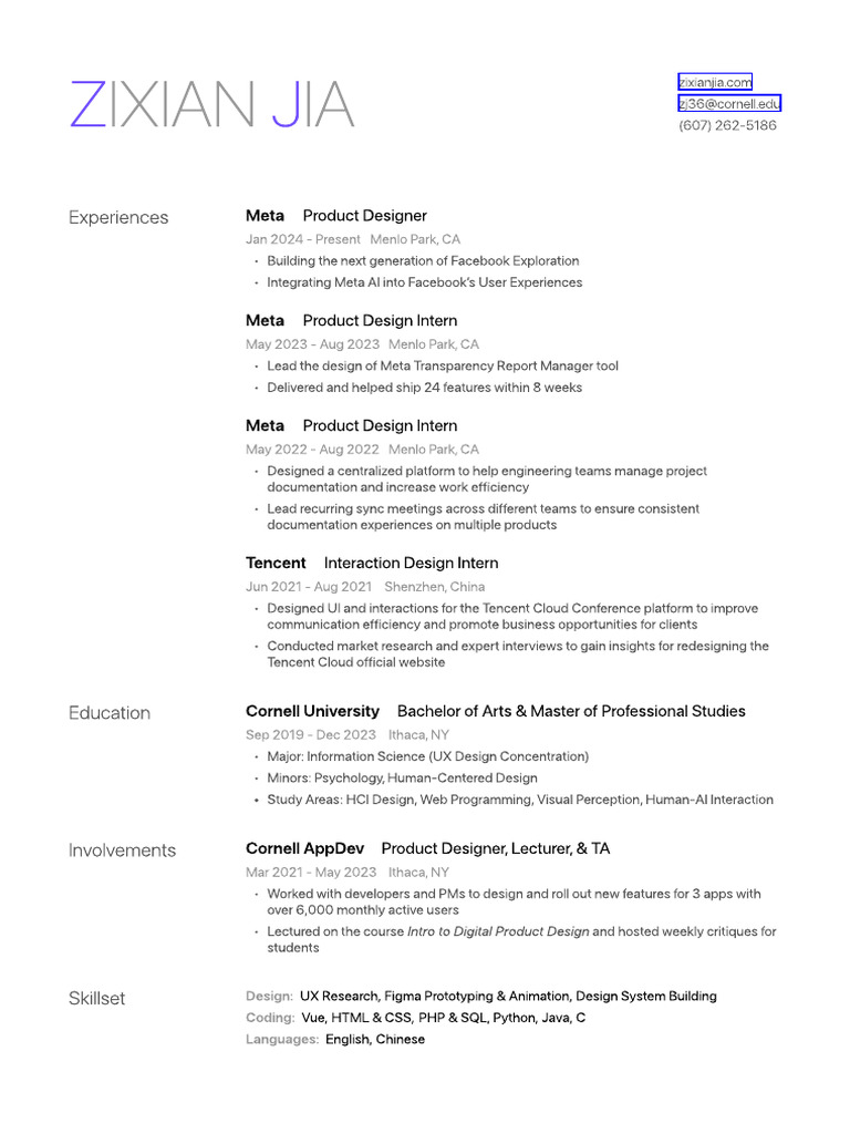 65c1b2fb2833330bca755083 - Zixian Jia Resume | PDF | Web Development ...
