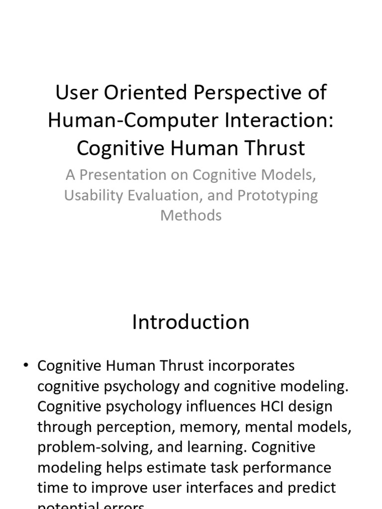 Module 2 Topic 2 HCI - Cognitive - Thrust - Presentation | PDF | Usability | Cognitive Science
