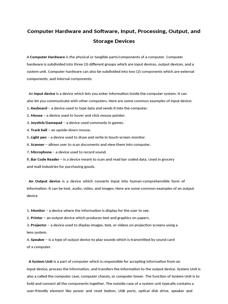 Computer Hardware and Software | PDF | Computer Data Storage | Hard ...