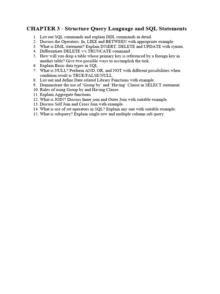 Rdbms Chapter 3 Assignment | PDF