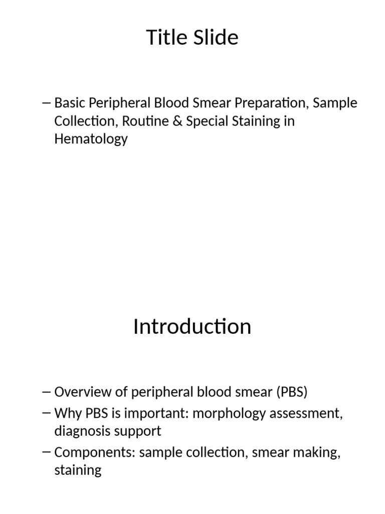 Peripheral Blood Smear Presentation | PDF