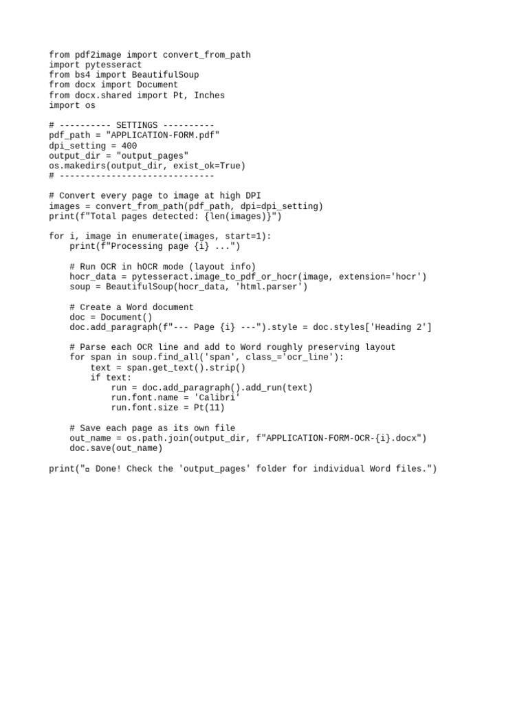 Ocr Hocr To Docx - Py | PDF