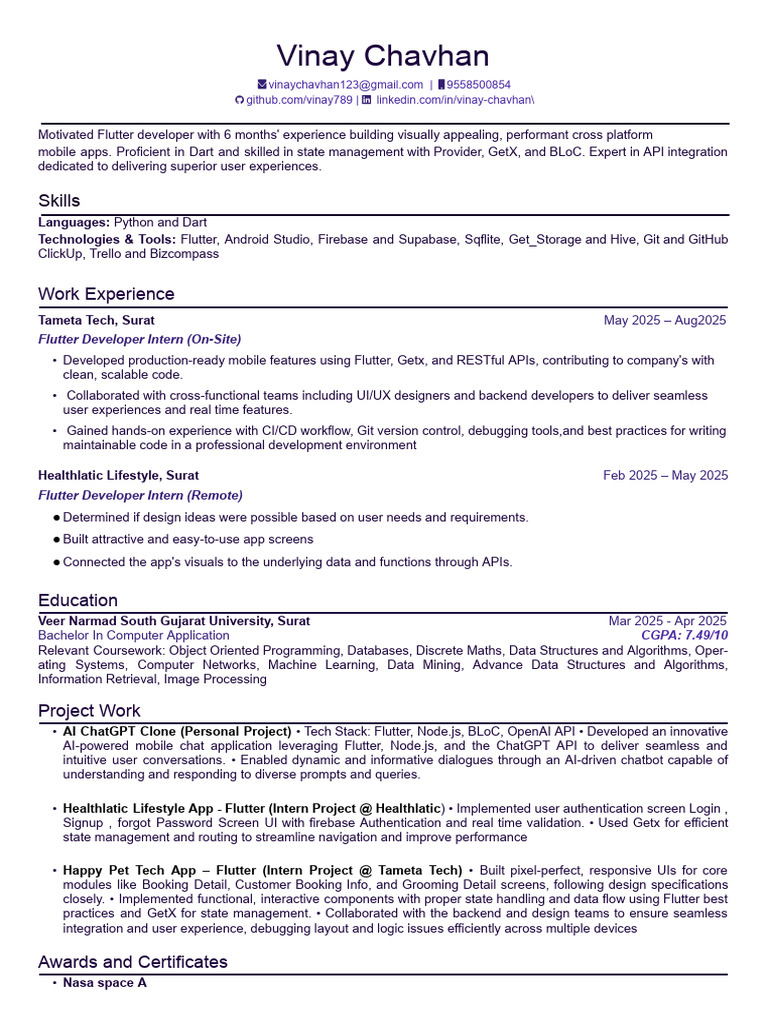 Vinay Resume 1 | PDF | Mobile App | Information Technology