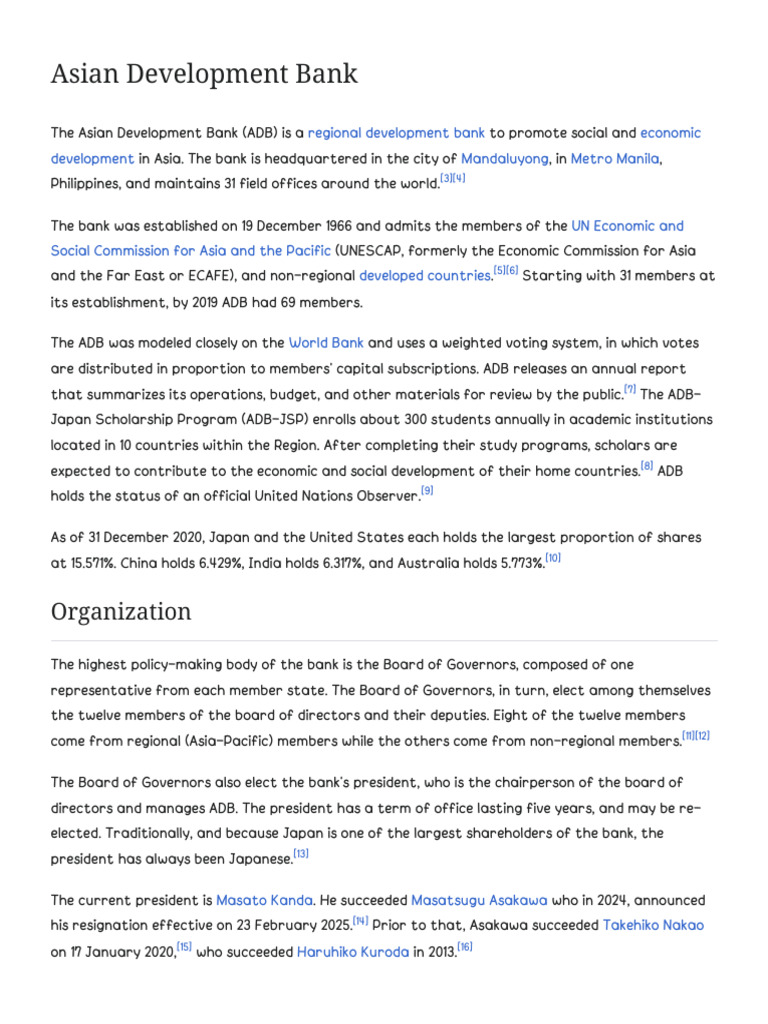 ADB Asian Development Bank | PDF | Asian Development Bank | Economies