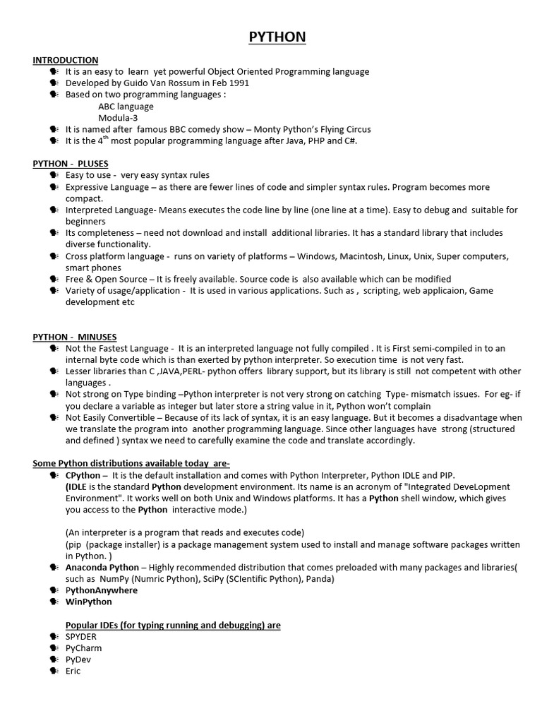 Ch 2 Getting Started With Python Notes Pdf Python Programming
